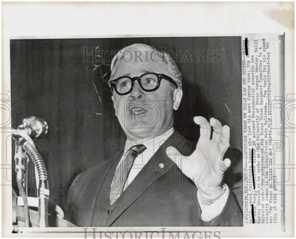 1964 Press Photo Melvin Belli, attorney, addresses University of Texas ...