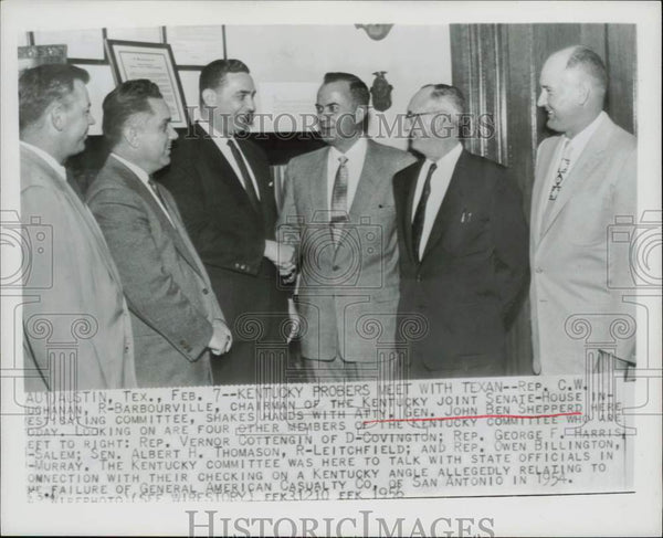 1956 Press Photo John B. Shepperd meets Kentucky committee members in ...