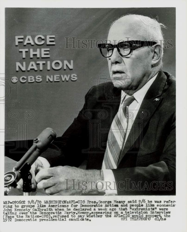 1970 Press Photo AFL-CIO President George Meany on CBS' News Face The ...