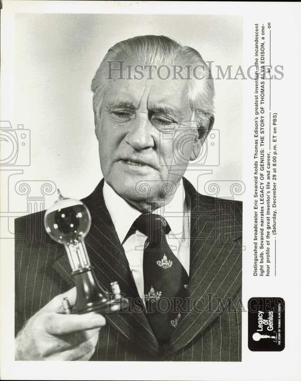 Press Photo Eric Sevareid narrates the life story of Thomas Alva Edison ...