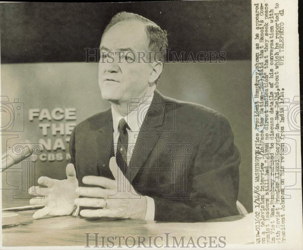 1966 Press Photo Hubert Humphrey appears on CBS' "Face the Nation" pro ...