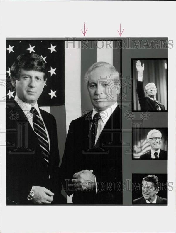 1983 Press Photo Ted Koppel, Frank Reynolds, Jimmy Carter, Ronald ...