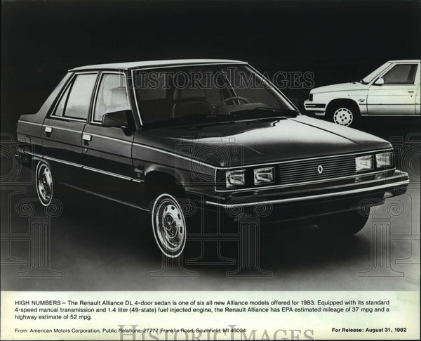 1982 Press Photo The Renault Alliance DL 4 Door sedan - mja04593 ...