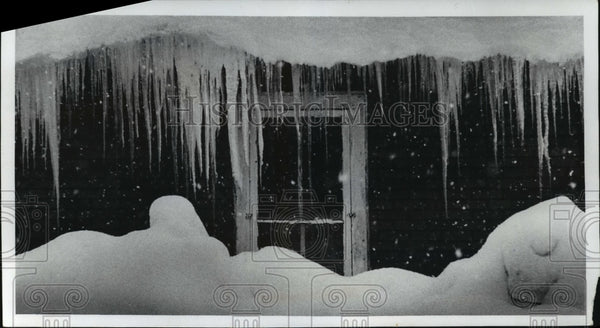 1978 Press Photo Hurley, north Wisconsin, boasts icicles, 118.1 inches ...