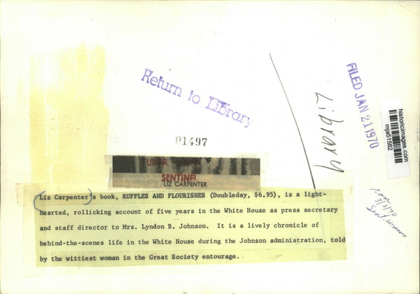 1970 Press Photo Liz Carpenter, former press secretary to Mrs. Lyndon B ...