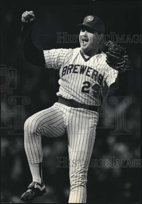 1987 Press Photo Baseball-Chris Bosio-Happy Man After Throwing First ...