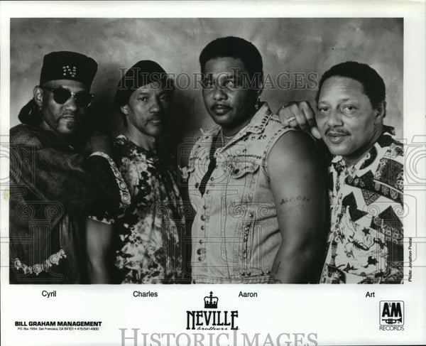 1992 Press Photo Musicians, The Neville Brothers, Cyril, Charles, Aaron ...