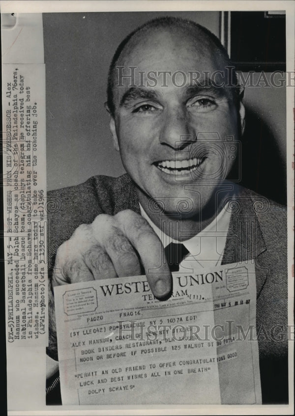 1966 Press Photo new basketball coach for the Philadelphia 76ers, Alex ...