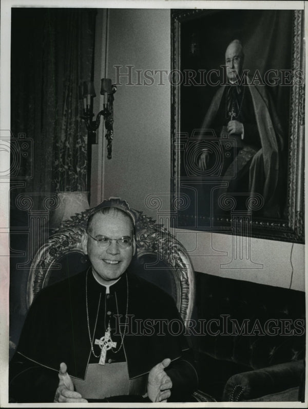 1968 Press Photo Archbishop Terence James Cooke in New York residence ...
