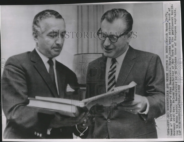 1963 Press Photo Erich Mende with Governor Nelson Rockefeller in Bonn ...