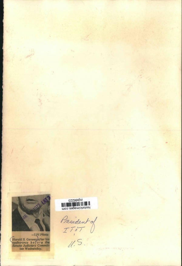 1972 Press Photo Harold Geneen, president of IT&T, at Senate Judiciary ...