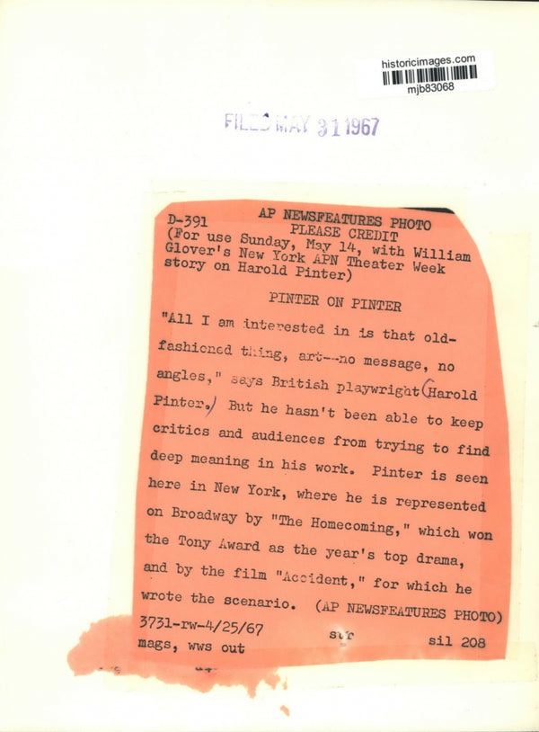 1967 Press Photo Harold Pinter, British Playwright - mjb83068 ...