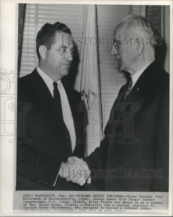 1963 Press Photo House Speaker John McCormack with J.J. Pickle ...