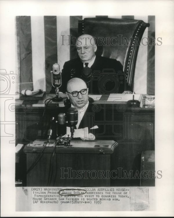 1955 Press Photo Mario Scelba, Italy Premier, addresses House of Repre ...
