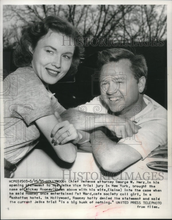 1955 Press Photo Mickey Rooney Shown With His Wife Elaine - mjc04516 ...