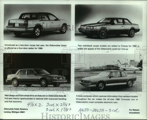1986 Press Photo Introducing four new Oldsmobile models - mjc35720 ...
