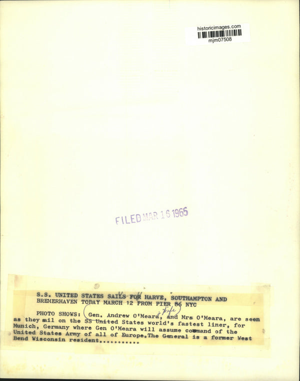 1965 Press Photo General Andrew O'Meara and Wife, Munich, Germany ...