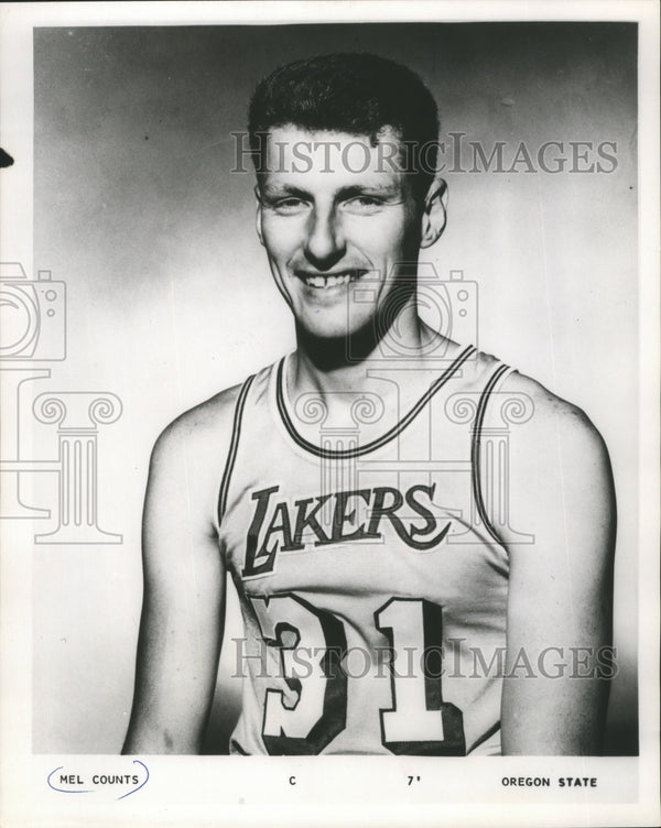 1968 Press Photo Mel Counts, Center for the Los Angeles Lakers from ...