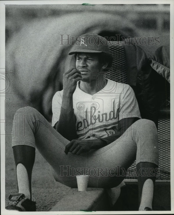 1981 Press Photo Springfield Redbirds' David Green watches game against ...
