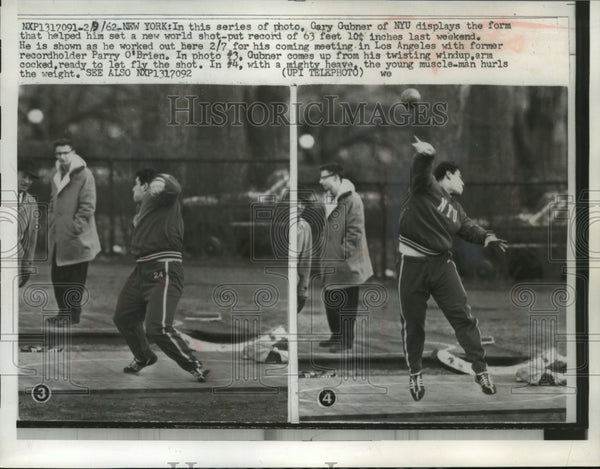 1962 Press Photo New York University Shot Put Star Gary Gubner ...