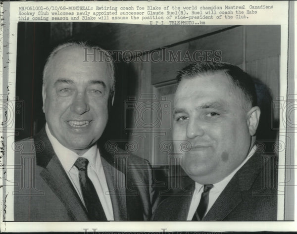 1968 Press Photo Montreal's retiring Toe Blake & replacement Claude Ru ...