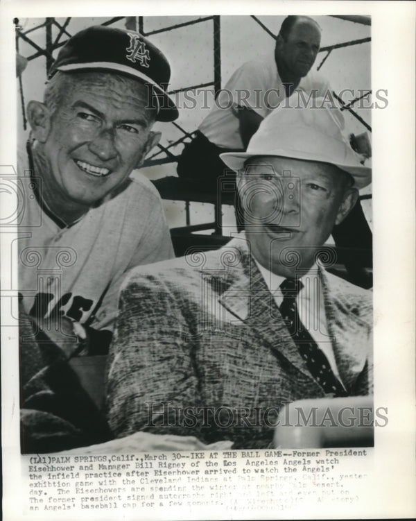 1962 Press Photo Giants baseball's Bill Rigney with former president ...