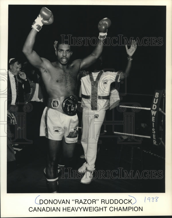 1988 Press Photo Donovan "Razor" Ruddock, Canadian heavyweight champio ...