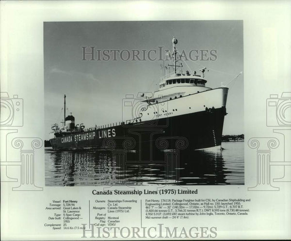 1975 Press Photo The ship Fort Henry of Canada Steamship Lines Limited ...