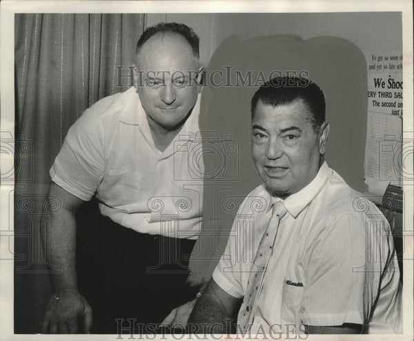 1960 Press Photo Boxing Referee Jack Dempsey With Johnny Hein In ...