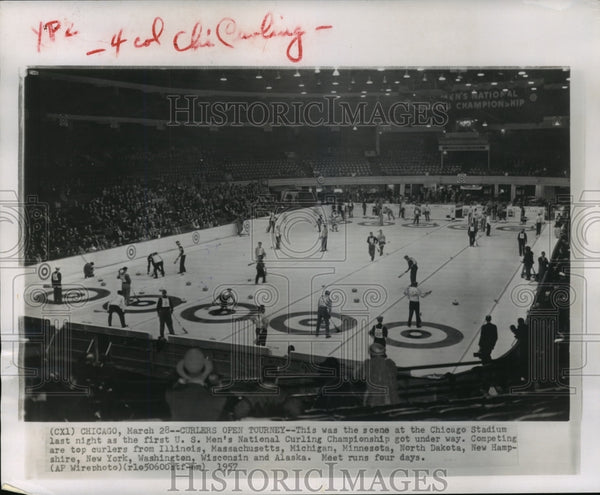 1957 Press Photo First U.S. Men's National Curling Championship Chicago ...