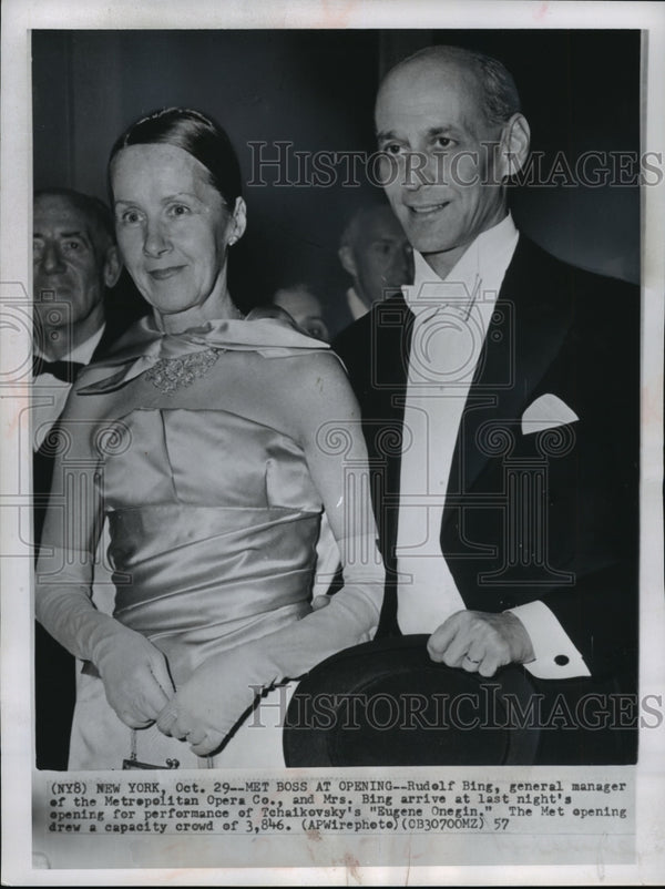 1957 Press Photo Rudolf Bing and his wife at Metropolitan Opera Co. in ...