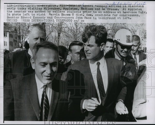 1966 Press Photo Senator Edward Kennedy and others in Appleton ...