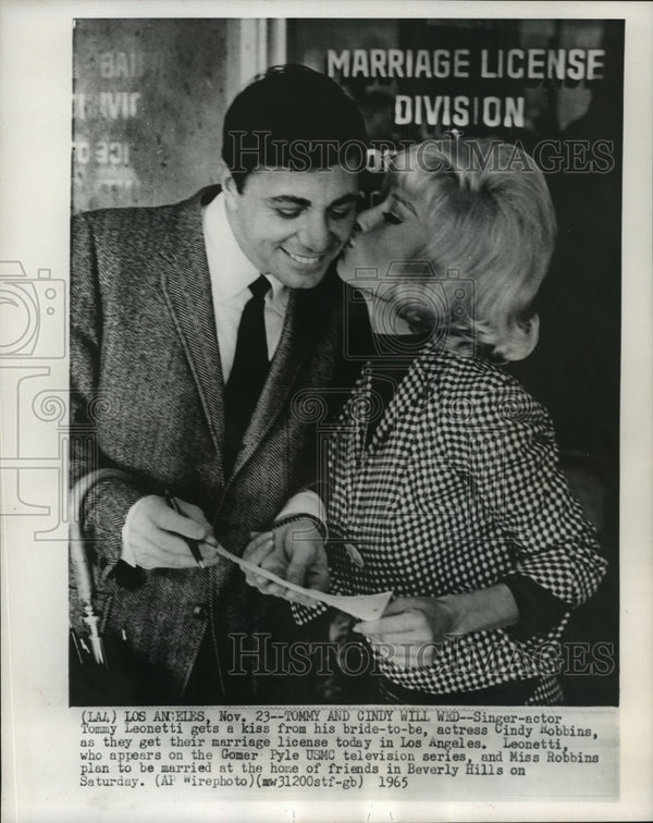 1965 Press Photo Tommy Leonetti and Cindy Robbins plan to be wed in Los ...