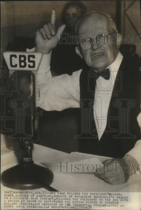 1938 Press Photo Representative David J. Lewis of Maryland in ...