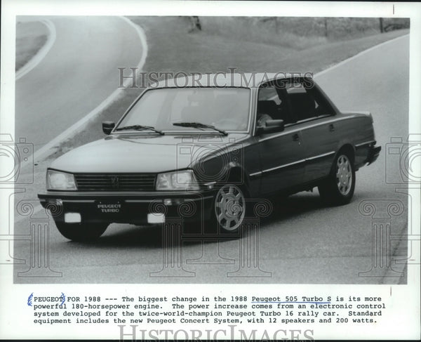 1988 Press Photo Peugeot 505 Turbo S now has a powerful 180-horsepower ...
