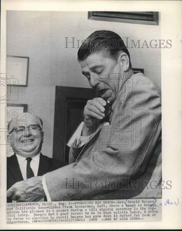 1968 Press Photo California Governor Ronald Reagan & Assemblyman Frank ...