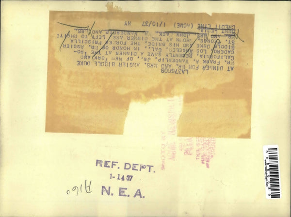 1937 Press Photo Frank Vanderlip gives dinner for Angier Biddle Duke ...