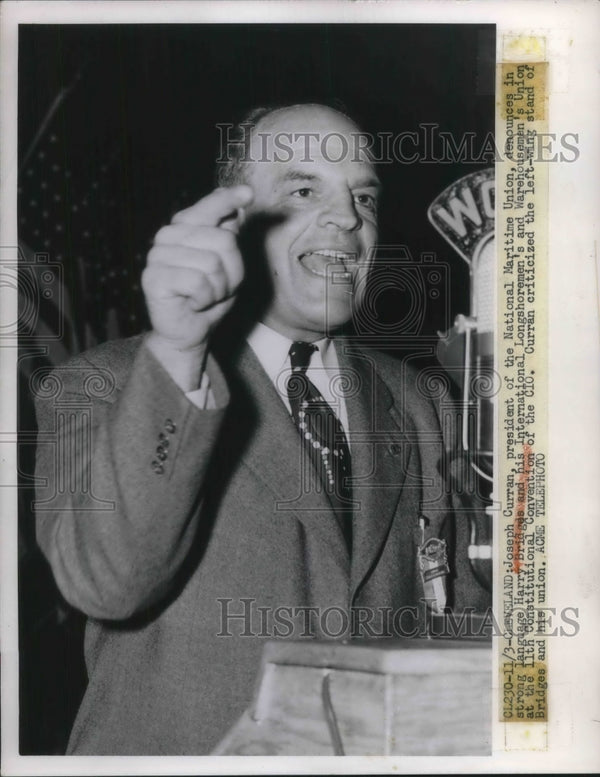 1949 Press Photo Joseph Curran President National Maritime Union Radio ...