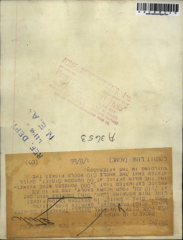 1946 Press Photo NYC, pickets Michael Quill at Western Union protest ...