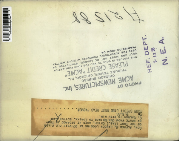 1936 Press Photo Gov Alfred W Landon In Troy - Historic Images