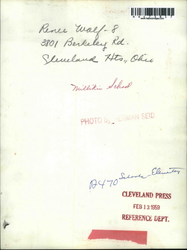 1959 Press Photo Eight Year Old Renee Wolf Student At Millikin School ...