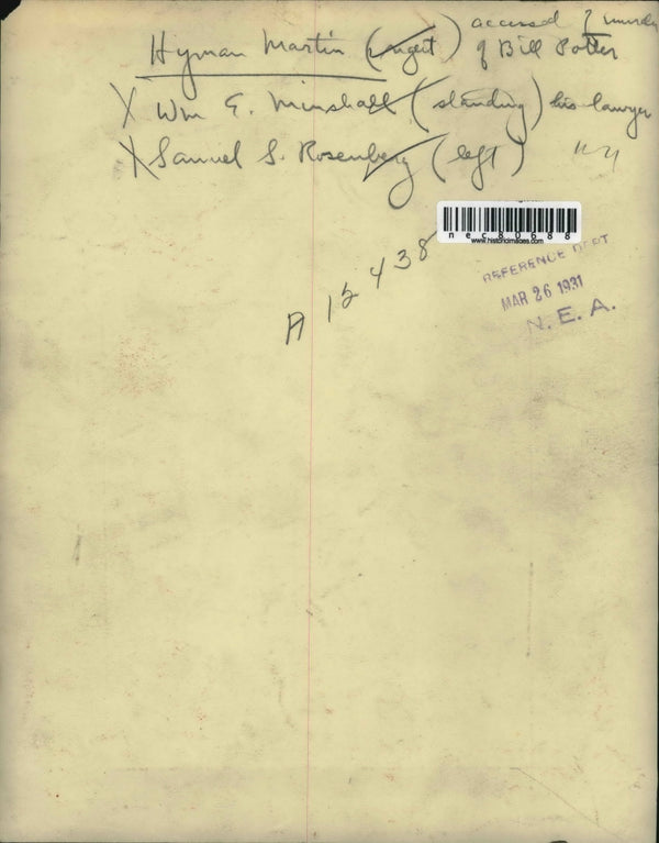 1931 Press Photo Hyman Martin & attys Wm Minshall, Sam Rosenberg at Pa ...