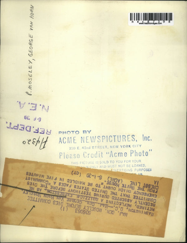 1939 Press Photo Major General George Van Horn Moseley Testifies Dies ...