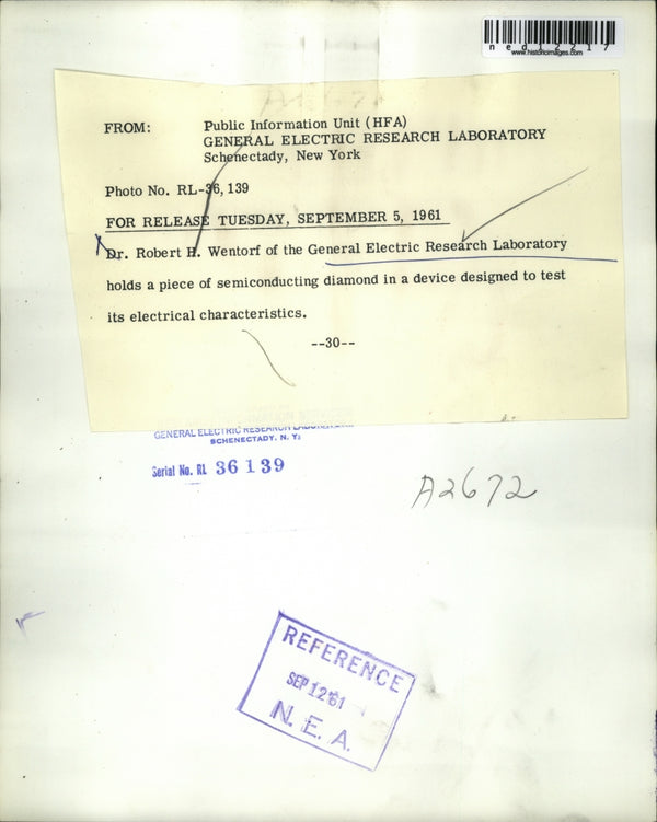 1961 Media Photo Dr Robert H Wendorf of General Electric Research ...