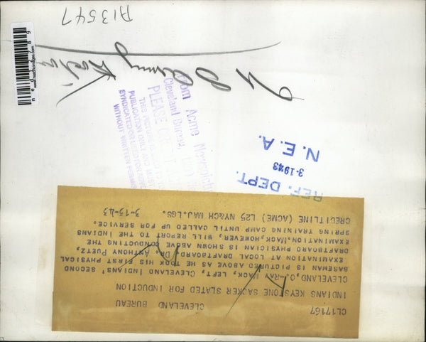 1943 Media Photo Cleveland Ohio Ray Mack Cleveland Indians 2nd Baseman ...