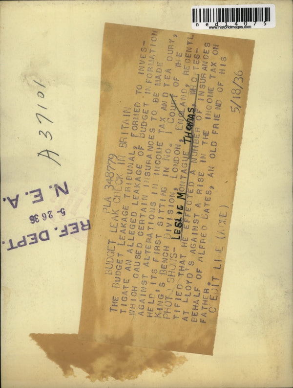 1936 Media Photo Leslie Montague Thomas Testifies Budget Leakage ...