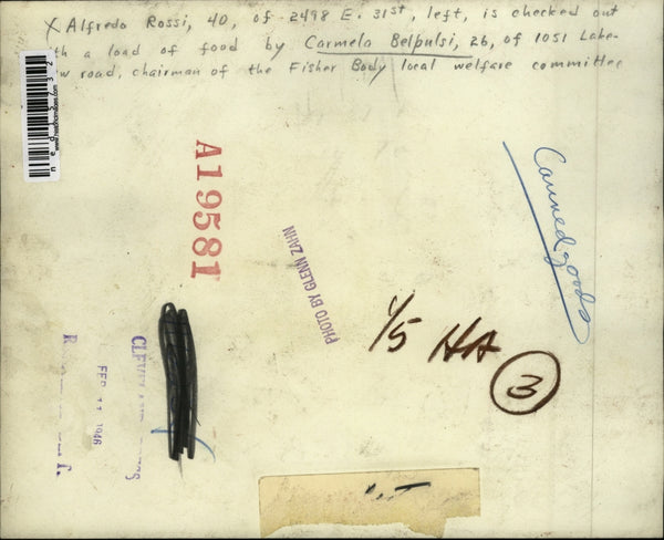 1946 Media Photo Alfreda Rossi, Carmela Belphusi Fisher body welfare ...