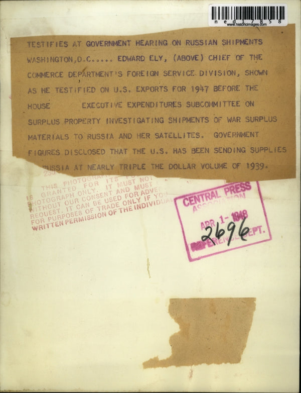 1948 Press Photo Wash DC Edward Ely chief of Commerce Dept Foreign ...