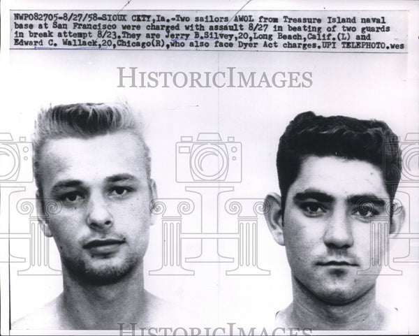 1958 Press Photo Jerry B. Silvey and Edward C. Wallack charged with ...