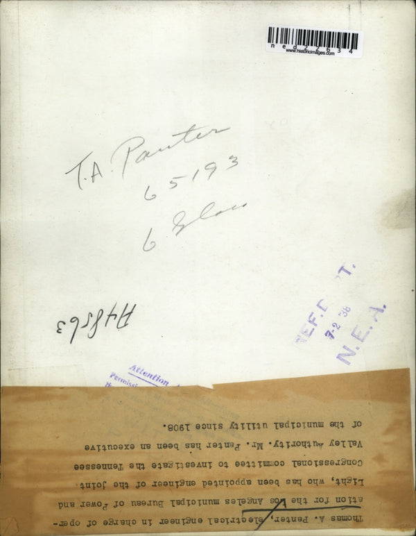 1938 Press Photo Engineer Thomas Panter Tennessee Valley Authority ...